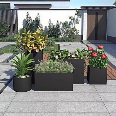 外庭院合花箱不锈钢槽花池露台花户坛花阳台组花园别墅户外11254