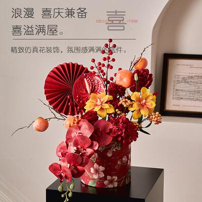 新婚礼花结S婚抱抱桶花物工束手diy材布料婚房摆件装饰婚礼置