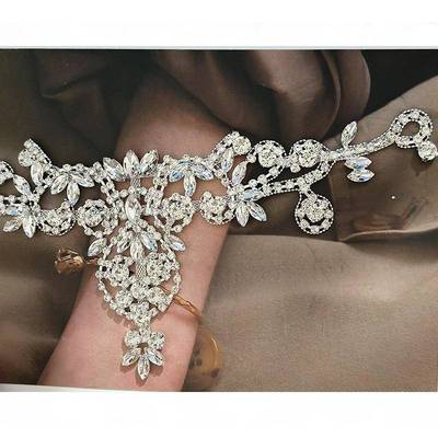 新款纯重工烧水焊钻贴高档花手工新SZ00599娘腰封婚纱礼服舞蹈服