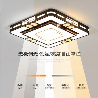 2式02新款客厅灯吊灯现代简约大气新中l5ed吸顶灯长形卧方96257室