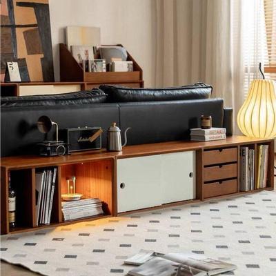 简-约木餐边柜翻门柜实木书柜落柜地实柜自由合组柜子电视多功能