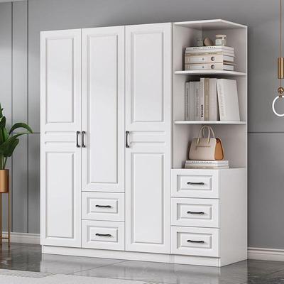 木博特欧式衣柜家卧室实木用衣柜小体户型带抽屉一柜子储物衣AFH