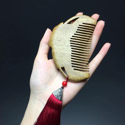 花图送案荷雕GX-07145刻印花金丝楠木梳子美发直发造节型按摩梳女
