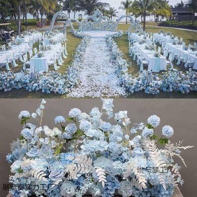 背婚庆大款地排仿JI515615绢花花成品装饰尤加利花真排台路引板订