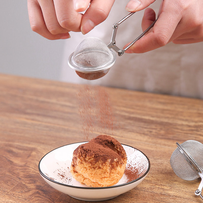 可可粉撒粉器304不锈钢糖霜筛子细漏网自动开合烘焙咖啡甜品面筛