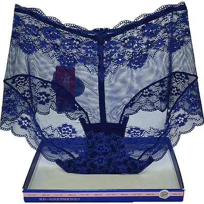 彩田内裤女士蕾丝边网纱透明性感青年青年高腰31213锦纶纯棉裆新