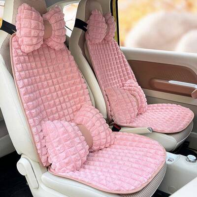 用菱于五马卡龙汽车坐垫冬季加绒可女士车67106载保适暖毛绒座爱