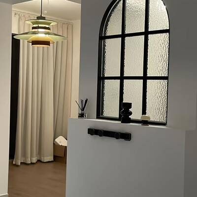 法式定古铁艺假窗玄户铝合金拱形复隔断墙入户关78171圆弧固隔断