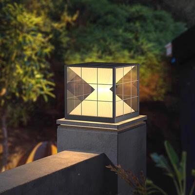 太阳能柱子灯围庭院小区草坪正方形不水锈钢户灯外防84509灯墙灯