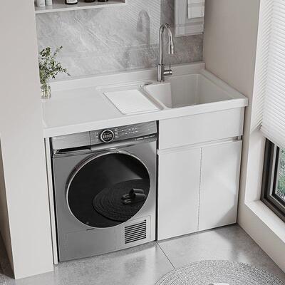 台洗板衣柜一体DSG台盆洗衣池带搓滚阳筒伴洗衣机柜侣卫生间浴室