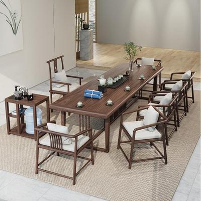 新中式实木桌桌全茶套简约办公室茶台用原木家禅意屏LCB风泡茶椅