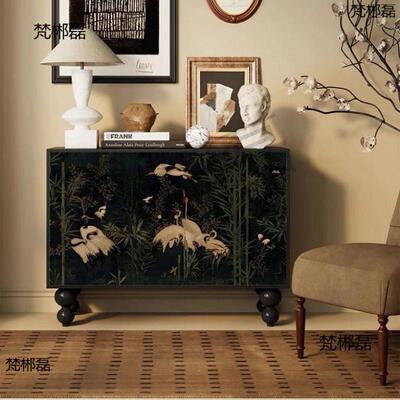 3327美式古轻奢客厅家用实玄木边柜餐边柜现代简约厨房纳置复物关