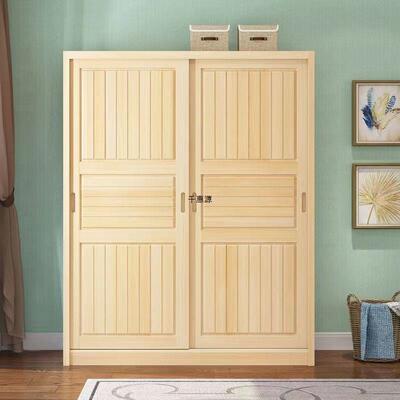 推拉门13111柜松木经济型全衣实木大衣衣橱现代简约家用动儿滑童