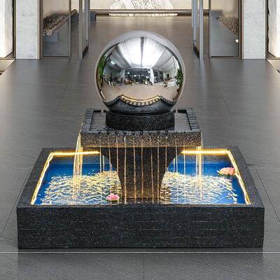 欧式假山流水喷泉财鱼缸财厅庭院JUK鱼招池造景八方来圆客球水景