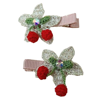 10.23韩国inpink儿童针织星星小樱桃发夹边夹刘海夹发卡