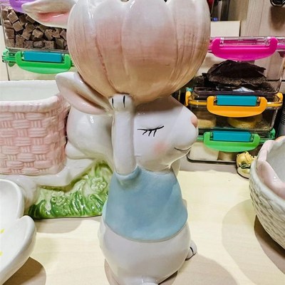 新品金丝熊躲避造景兔子托举宠物自动喂水器陶瓷水壶支架包邮