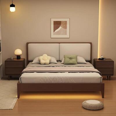 北欧全实床头柜简木约现代202新款原木风型家用卧室小床4边收9895