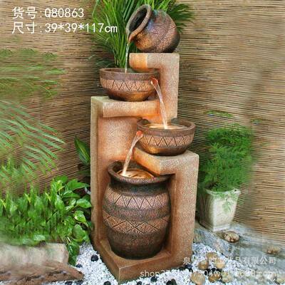欧式假山喷泉流摆件鱼缸水客厅阳台酒吧墅公办茶室落地LFQ别生财