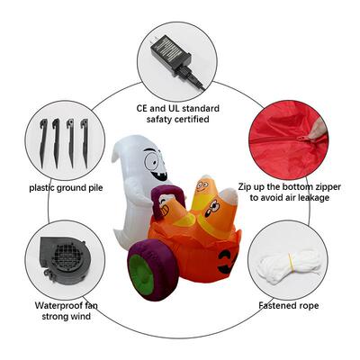 圣万节5FT充气幽鬼推车玉白米粒气模摆件发光户外灵庭UMA院装饰