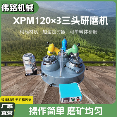 伟铭供应xpm玛瑙三头研磨机实验室小型研磨机三头研磨机玛瑙棒