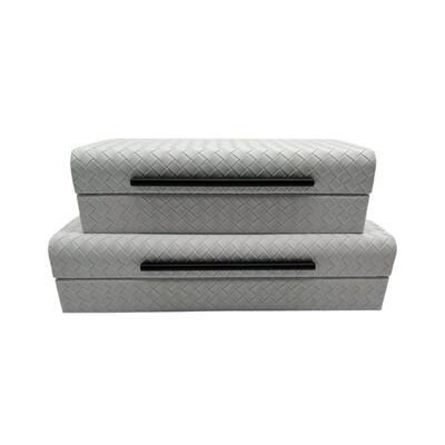 直销现代家简编约木质首饰盒居样板间纳酒店弧所织纹饰品盒编织1