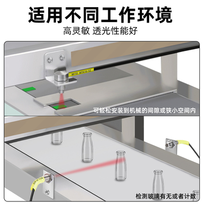 M3/M4/M6光纤传感器感应探头弯头漫反射对射光纤线SV11数显放大器