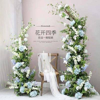 户婚庆开业弯角拱门花外天然仿真花门架森系树枝拍摄背景艺PWV花