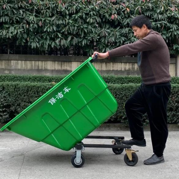 400L环卫垃圾车手推清运车户外街道市政物业加厚四轮子保洁清洁车