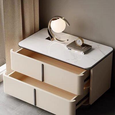 意式轻奢床NBF风感床头柜极简寸大尺实木红卧室边网特大号收纳柜