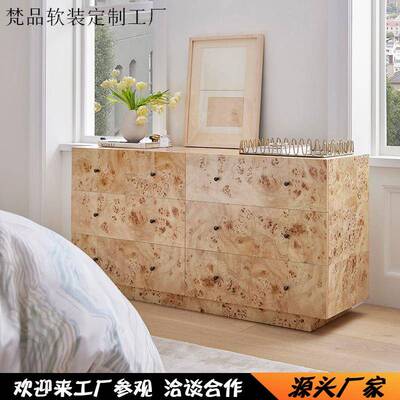 美式乡村古实木六树瘤储物收纳斗边柜复IYA古风客厅家用中柜柜子