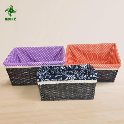 方加形口仿编收纳筐铁筐抽加固家用手工HT9812编织杂物置物篮储物