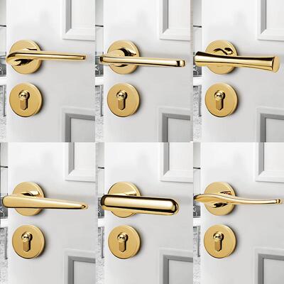 哑光金锁卧PRM室门分体式锁约法式古复门把手全套强磁吸静音简木