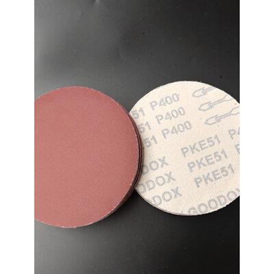 PKE51红砂拉绒片 拉绒圆盘砂纸 气动打磨片 背绒植绒砂纸片5寸