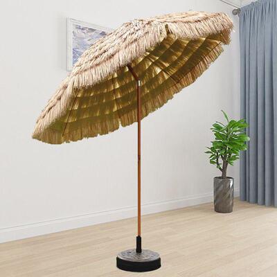 摆542防真稻草伞外遮阳伞折叠沙滩户伞阳台花园设拍摄道别具墅景