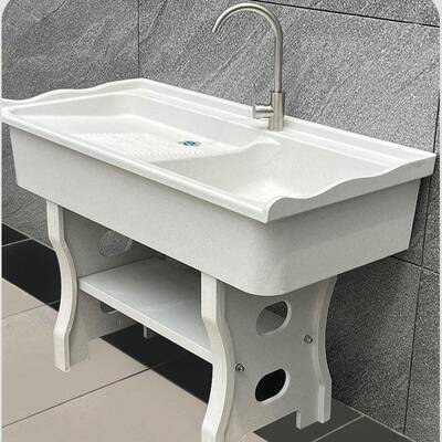 石石洗布庭衣池带搓板、墩池英室8432内外家用阳台院一体水槽台盆