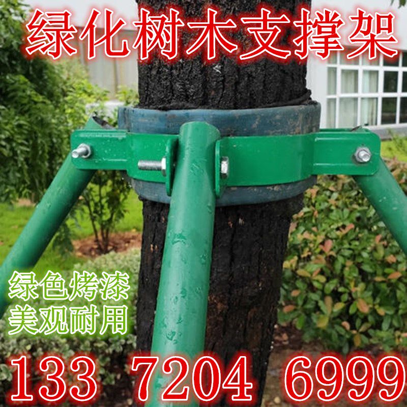树木支撑架大树固定器铁抱箍绿化行道树苗木支撑杆热镀锌绿色烤漆