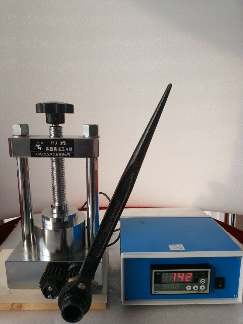 HJ-3数显机械压片机 0-3吨小型手动压力试验机纯机械蜗轮蜗杆增压