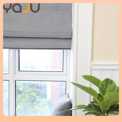 ?杭客州遮色光手拉棉麻简素双层布定做升降罗马帘卷F75HJ9J7帘约