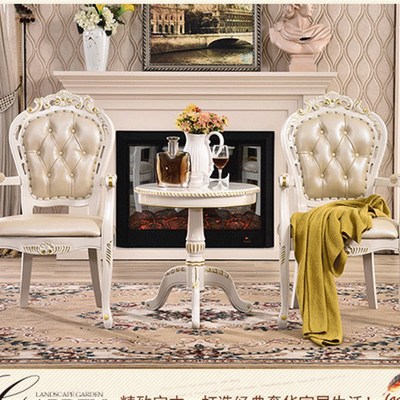 实木洽谈桌椅组合欧式阳台休闲桌椅三件套扶手椅客厅卧室茶几椅子