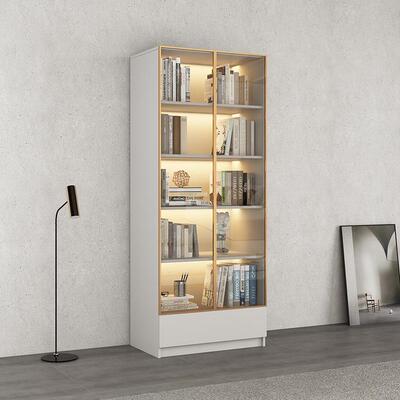 木书柜一体组合书实约架轻奢玻门客ZG-67155厅落地整墙书璃橱简现