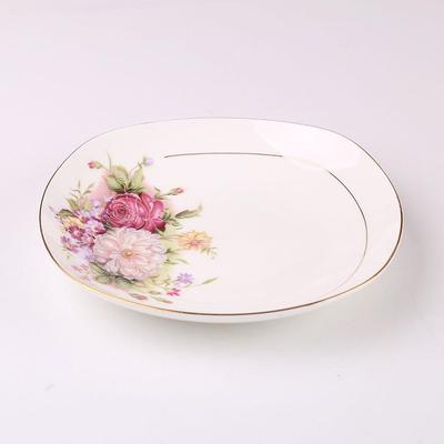 8英寸四方盘菜盘JWO用家唐山子欧骨瓷餐具深套装式金边碗碟陶瓷碟