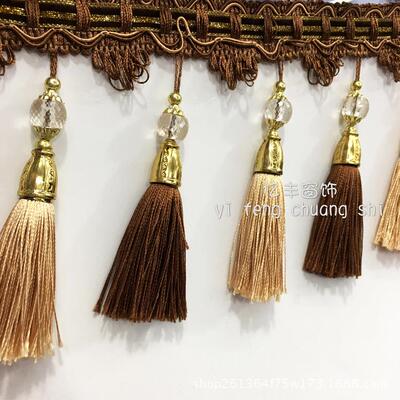 高档窗帘辅料富花边2贵吊球双色穗加密穗加厚一201031版1米