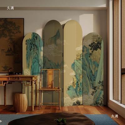 宋式美中古屏隔断客风厅沙发背景新DKE式玄关折中叠可移动山水折
