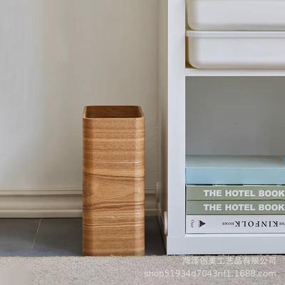 厂家现货木桌质429收纳桶家用客厅创简意约奢轻垃圾桶中式面收纳