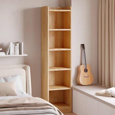 SDP实置木书架落地物架一体靠墙柜子储物柜用儿学生家书柜收童纳