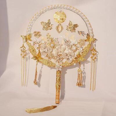 秀团VTP手扇新娘结婚新嫁古风材成品中式婚礼禾扇工喜扇成品料包