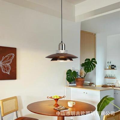 中古风11314餐吊茶灯日复古木纹胡桃木色火锅厅饭式店吧岛台室咖