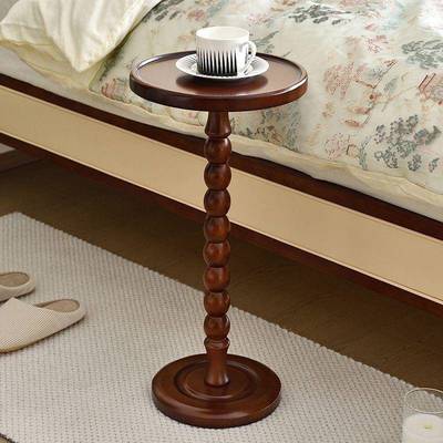 法式复古实木边无品牌/床几沙发花架置客物架厅角几落地实木圆形