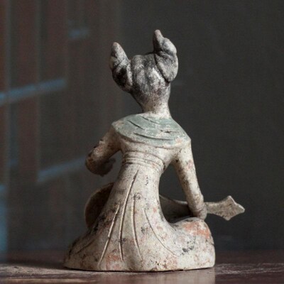 唐代陶俑跳舞乐器仕女整套仿古老物件怀旧古风摆件古玩古物收藏品