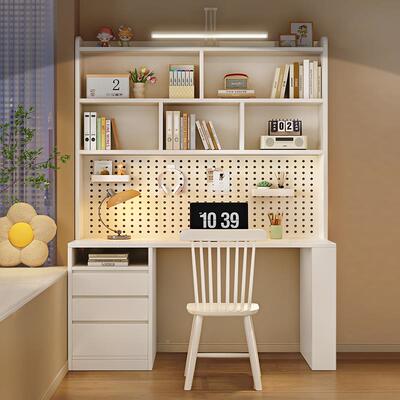 桌一书架户组合体桌电脑桌台式书家用61382小型实木办公桌学生学